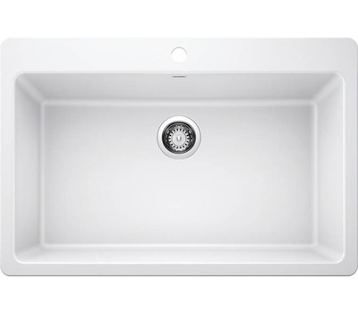 Corence 33 x 22 x 9 in. Solid Granite Rectangle Dual-Mount Single Bowl ...