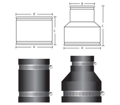 4 in. Concrete to Plastic or Cast Iron PVC Flexible Coupling | Winsupply