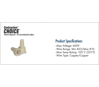 22 to 10 AWG Contractor's Choice Wire Wing Connector, Tan | Winsupply