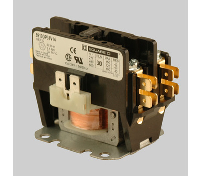 30 amp 240V ac 1-Pole Definite Purpose Contactor, Quick Connect ...