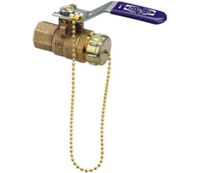 3/4 in. Female x Hose Thread Bronze Ball Valve with Cap and Chain ...