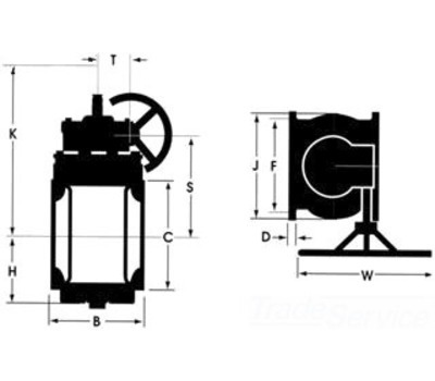 1-1/2 in. Flanged x Flanged Cast Iron 4-Way Rectangular Port Lubricated ...