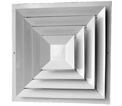 12 x 12 in. Steel 4-Way Deflection Step Down Diffuser with Multi ...