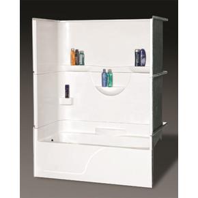 Vursa kd 60 x 30 x 76-1/4 in. Fiberglass Left Drain 3-Piece Tub/Shower ...