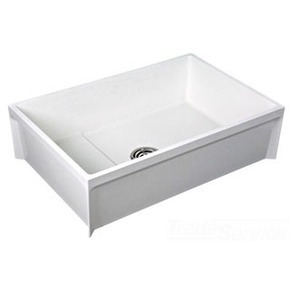 Molded-Stone Rectangular Single Bowl Mop Sink, White | Winsupply