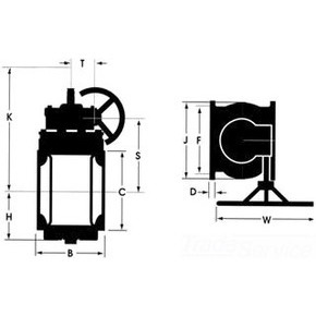 1-1/2 in. Flanged x Flanged Cast Iron 4-Way Rectangular Port Lubricated ...