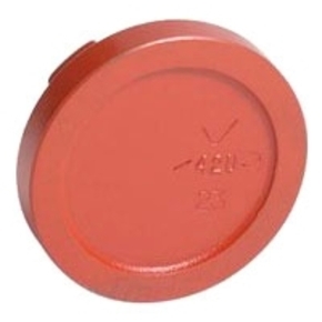 3 in. Orange Enamel Painted Ductile Iron Grooved Cap with 3/4 in. Tap ...